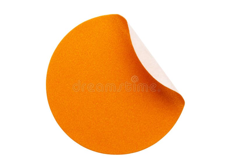 Blank Orange Round Adhesive Paper Sticker Label Isolated on White ...