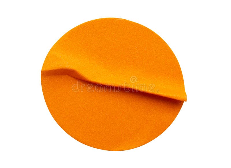 Blank Orange Round Adhesive Paper Sticker Label Isolated on White ...