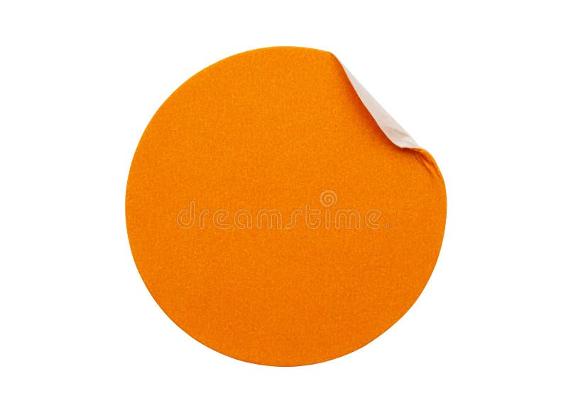 Blank Orange Round Adhesive Paper Sticker Label Isolated on White ...