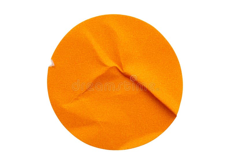 Blank Orange Round Adhesive Paper Sticker Label Isolated on White ...