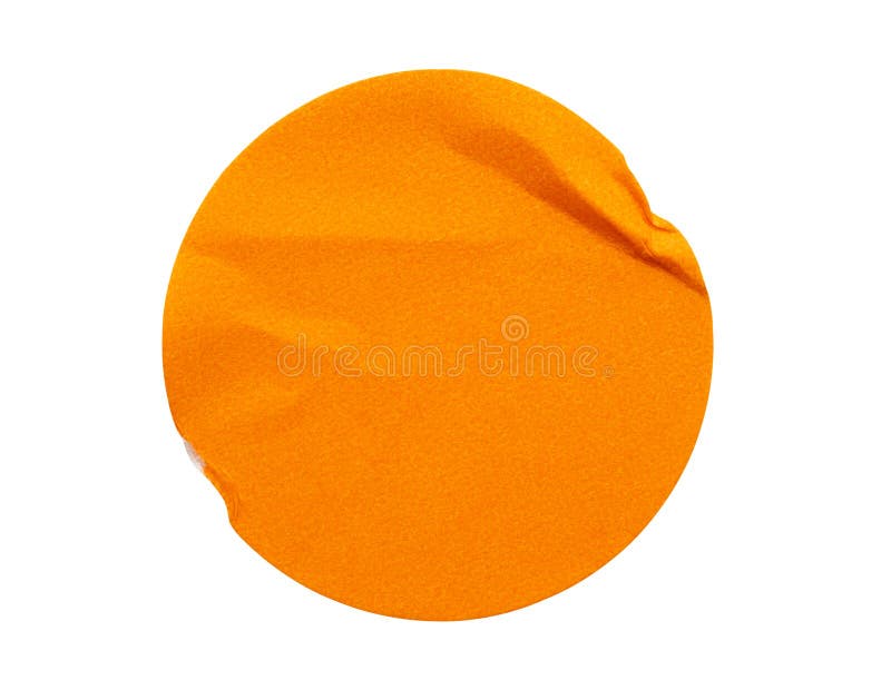 Blank Orange Round Adhesive Paper Sticker Label Isolated on White ...