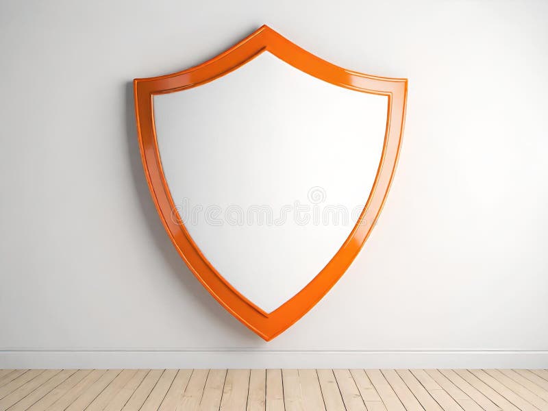 Blank Orange Shield on White Background. 3d Illustration Stock ...