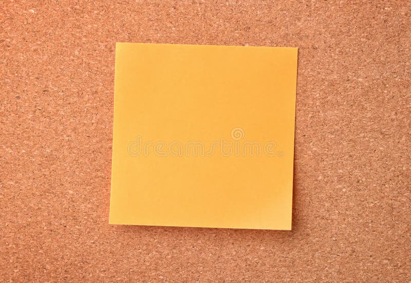 Blank Orange Sticky Note on Cork Board Stock Photo - Image of message ...