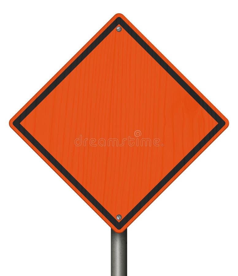 Blank Orange Warning Sign Isolated on White Stock Photo - Image of ...