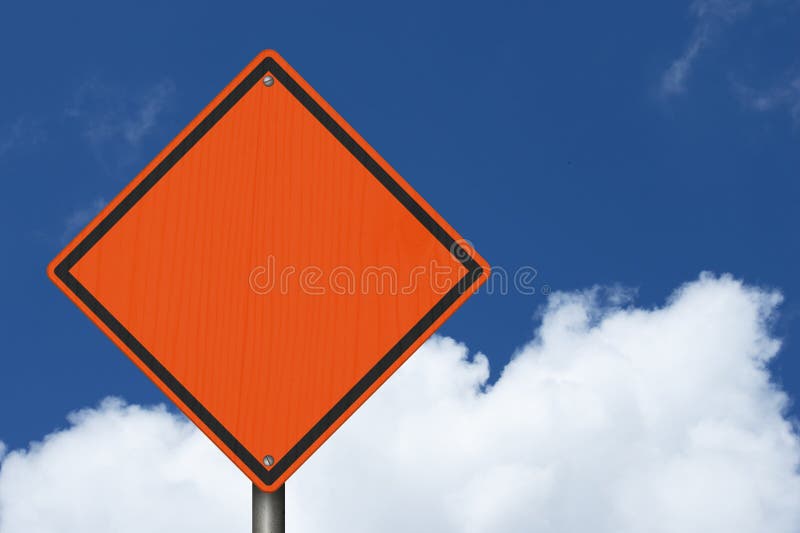 Blank Orange Warning Sign with Sky Stock Illustration - Illustration of ...