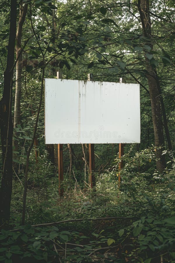 Blank Outdoor Billboard in Forest Setting Amidst Lush Green Trees Stock ...