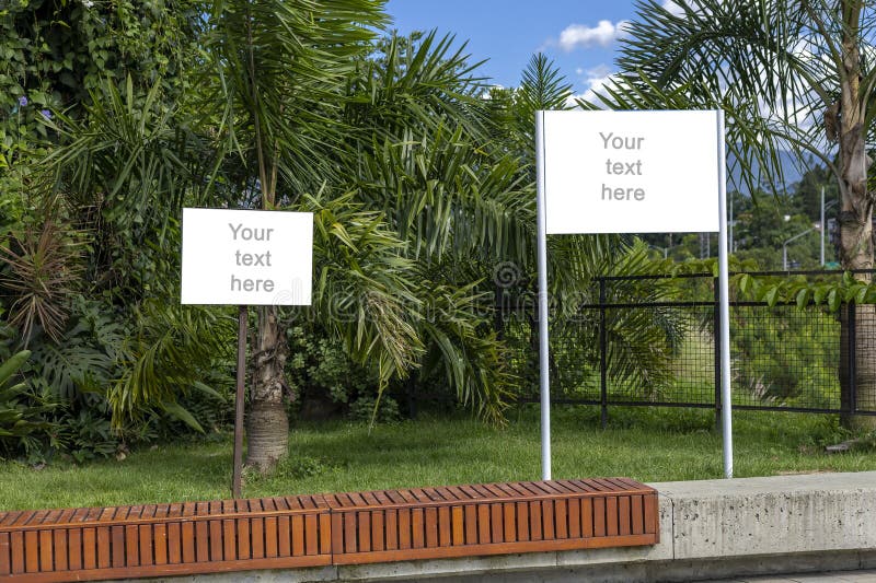 Blank Outdoor Sign with Space for Custom Text Stock Photo - Image of ...