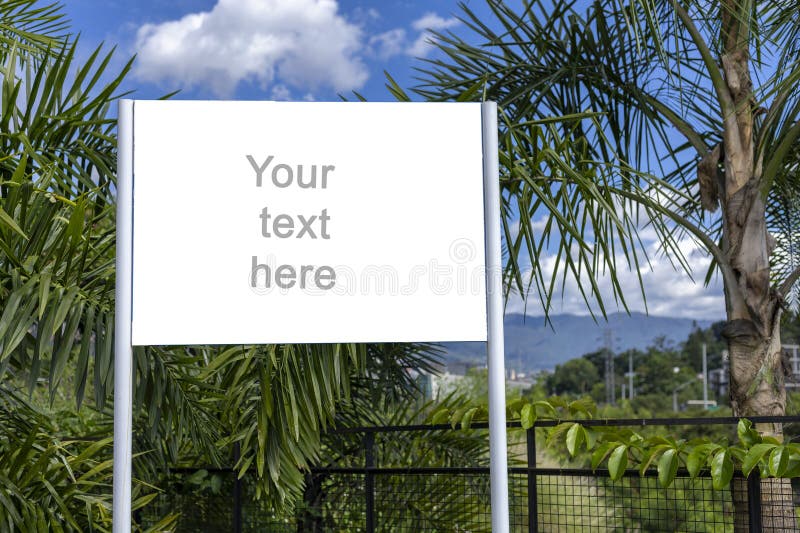 Blank Outdoor Sign with Space for Custom Text Stock Photo - Image of ...
