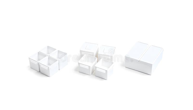Blank 4 Pack White Yogurt Box Mock Up, Different View. Stock Image ...