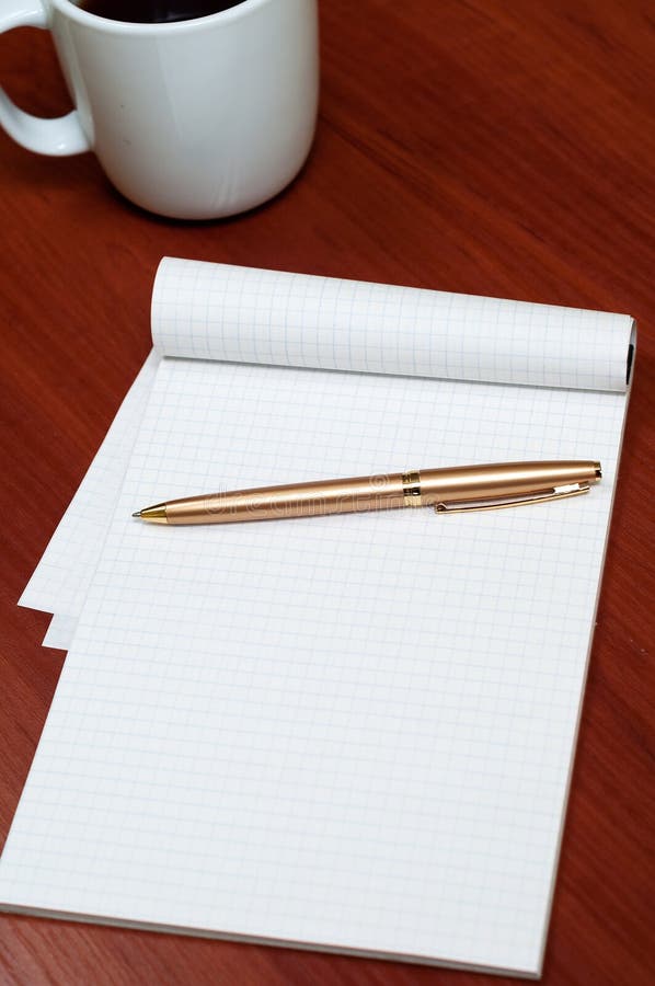 Blank Pad of Paper, Pen and Coffee Stock Photo - Image of writing ...