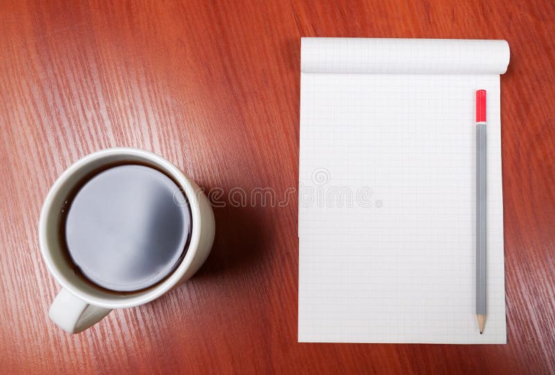 Blank Pad of Paper, Pen and Coffee Stock Photo - Image of indoors ...