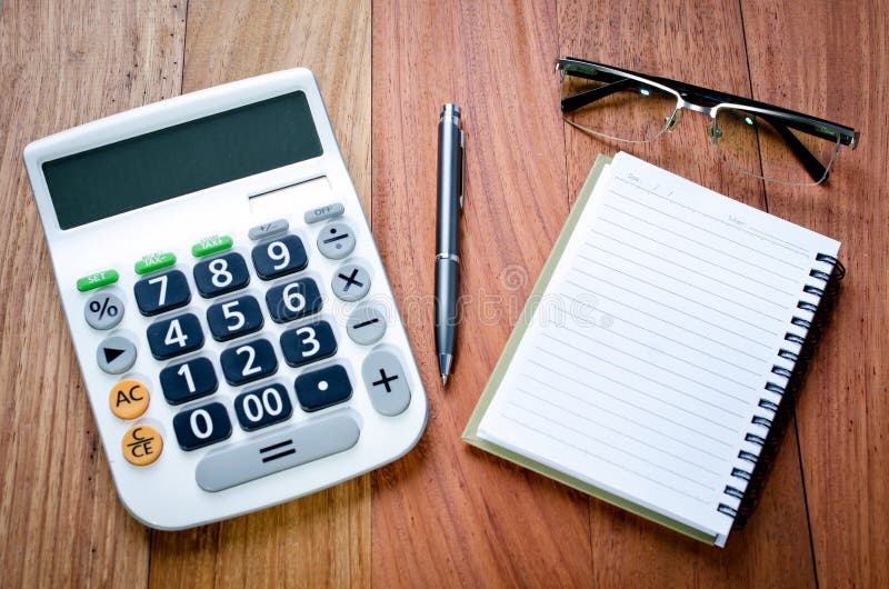 Blank Page Notebook and Calculator Stock Image - Image of book, display ...