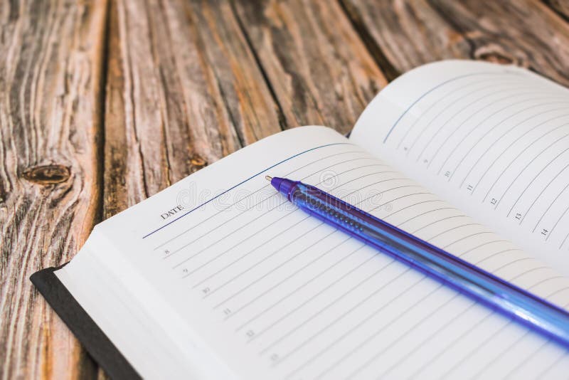 Blank Pages of an Open Diary with a Pen on it Stock Photo - Image of ...