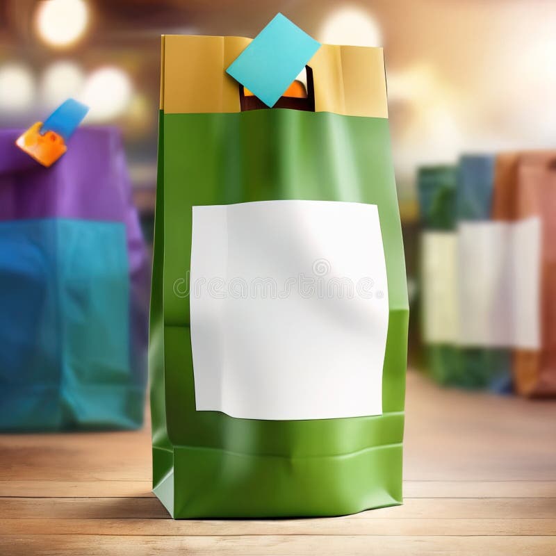 Blank Paper Bag Container, Generic Product Packaging Mockup Stock ...