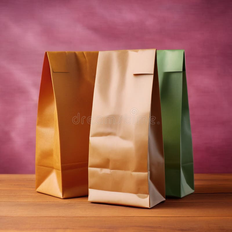 Blank Paper Bag Container, Generic Product Packaging Mockup Stock ...