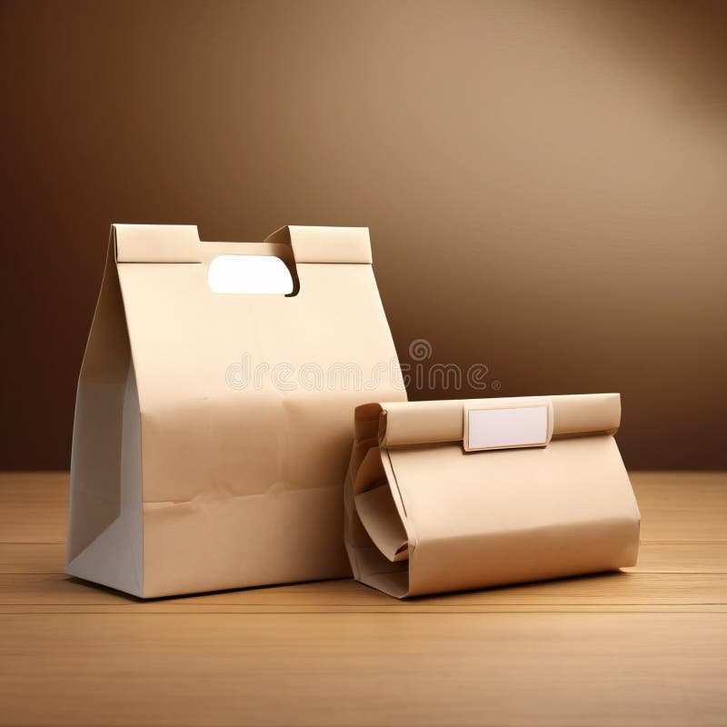 Blank Paper Bag Container, Generic Product Packaging Mockup Stock ...