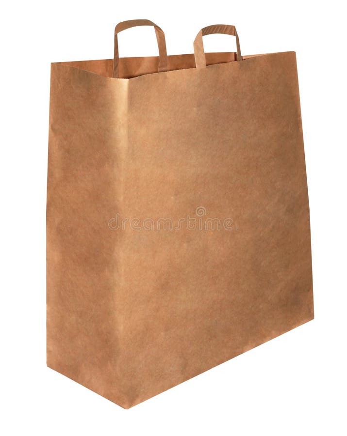 Blank Paper Bags for Retail, Cardboard Packaging Isolated on White ...