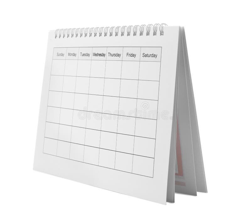 Blank Paper Calendar Isolated. Planning Concept Stock Image - Image of ...