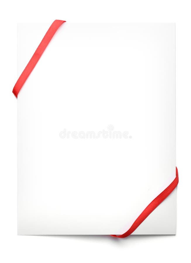 Blank Paper Card with Red Satin Ribbons on White Background Stock Photo ...