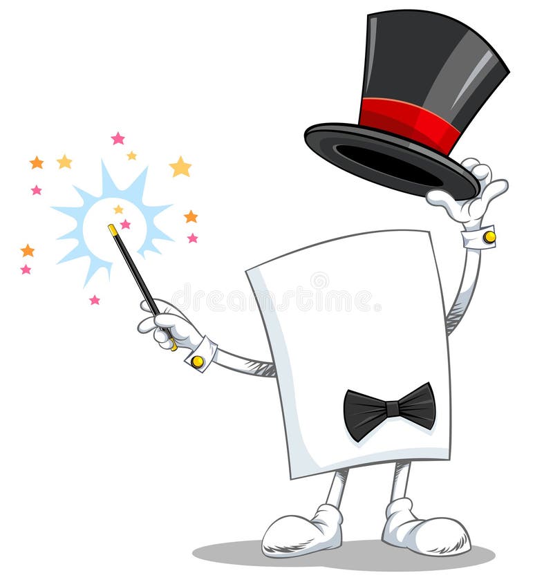Blank Paper Character Holding Black Magic Hat Stock Vector ...