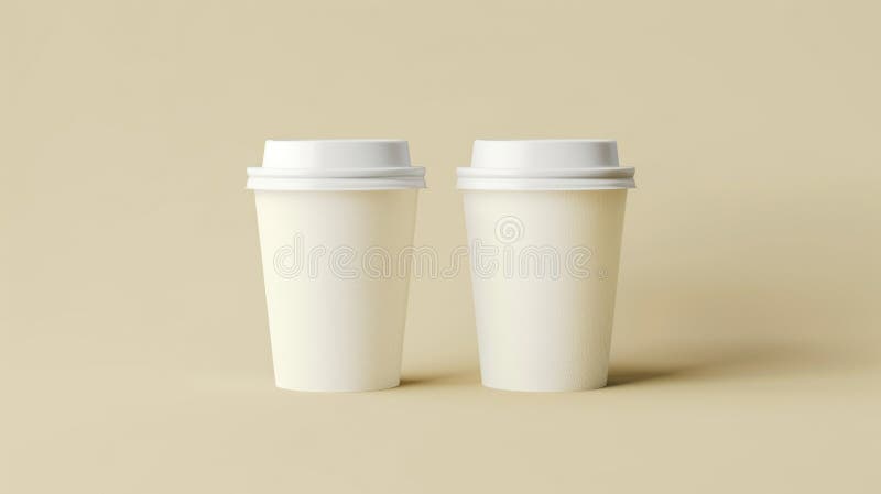 Blank Paper Coffee Cups on Neutral Background Stock Illustration ...