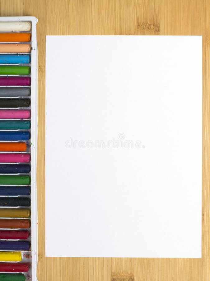 Blank Paper and Colorful Crayons Stock Photo - Image of sketch, yellow ...
