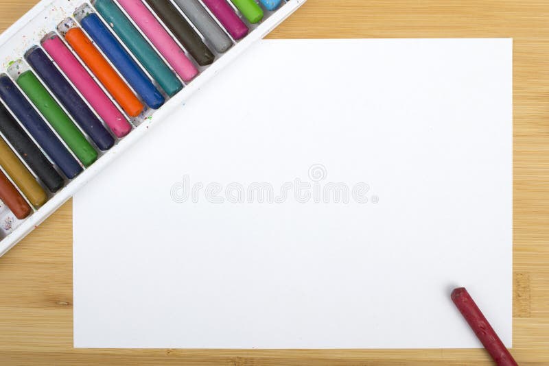 Blank Paper and Colorful Crayons Stock Photo - Image of view, copy ...
