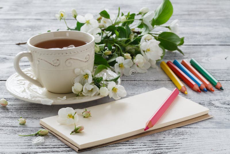 Blank Paper and Colorful Pencils on Old Wooden Table Stock Photo ...
