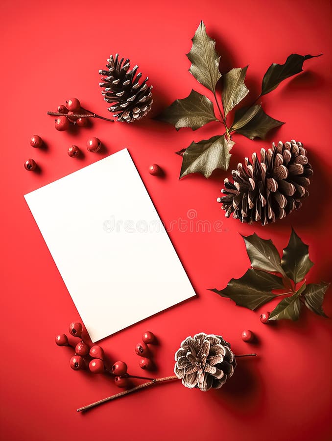 Blank Paper and Cones on a Red Background. Stock Image - Image of ...