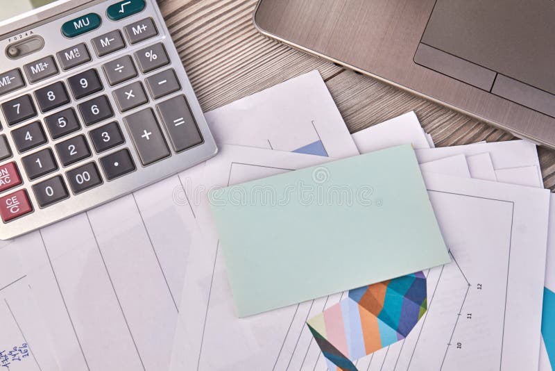 Blank Paper for Copy Space with Calculator and Work Papers. Stock Photo ...