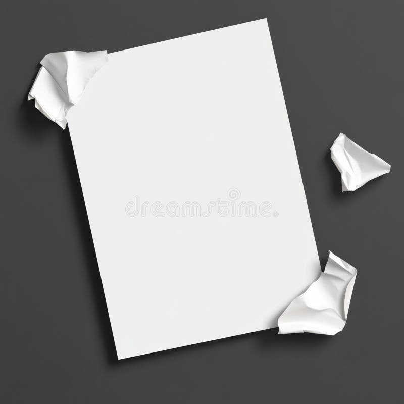 Blank Paper with Crumpled Corners on Dark Background Suitable for ...
