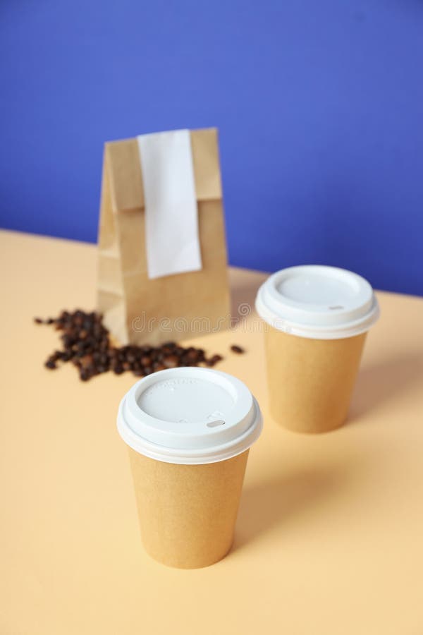 Blank Paper Cups, Composition for Delivery and Take Away Concept Stock ...