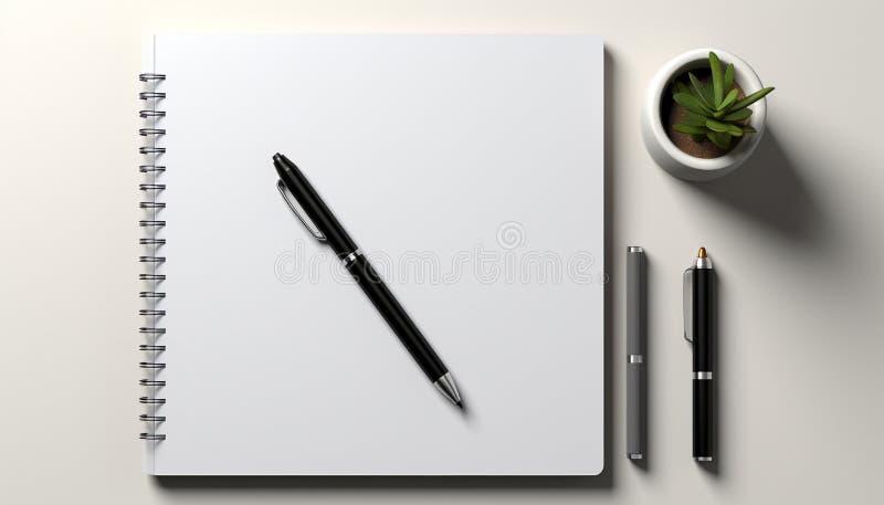 Blank Paper on Desk, Pen and Notebook for Business Ideas Generated by ...