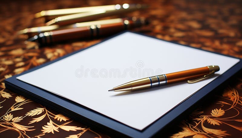Blank Paper on Desk, Pen and Tablet for Creative Ideas Generated by AI ...