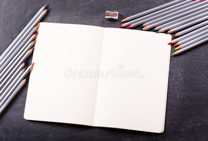 Blank Paper for Drawing and Colorful Pencils Stock Image - Image of ...