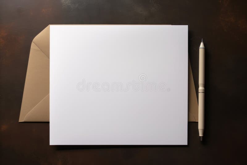 Blank A4 Paper and Envelope on Table AI Generated Stock Illustration ...