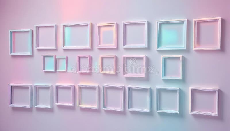 Blank Paper Frames on White Wall Stock Illustration - Illustration of ...