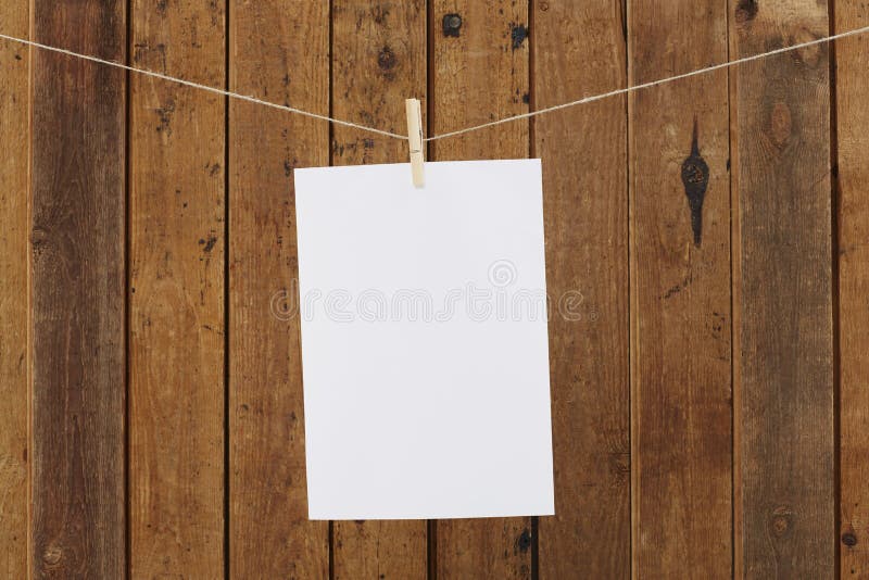 Blank Paper Hanging Clothespins Washing Line Stock Photos - Free ...