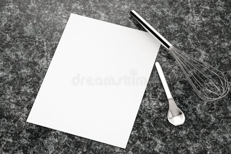 Blank Paper with Kitchen Utensils Top View Stock Photo - Image of ...