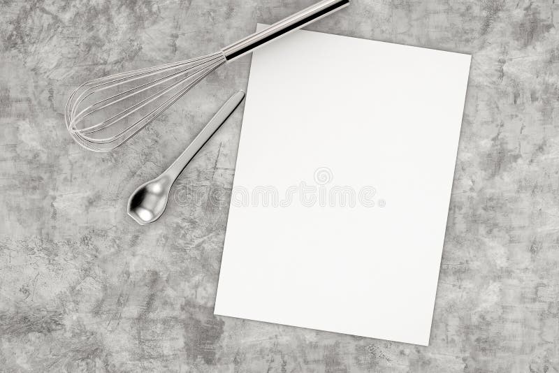 Blank Paper with Kitchen Utensils Top View Stock Illustration ...