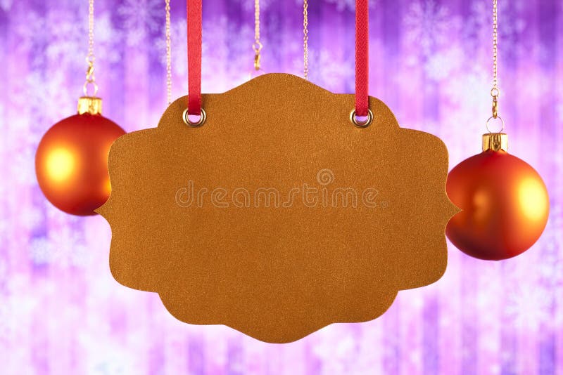 Blank Paper Label and Christmas Baubles Stock Image - Image of ornament ...