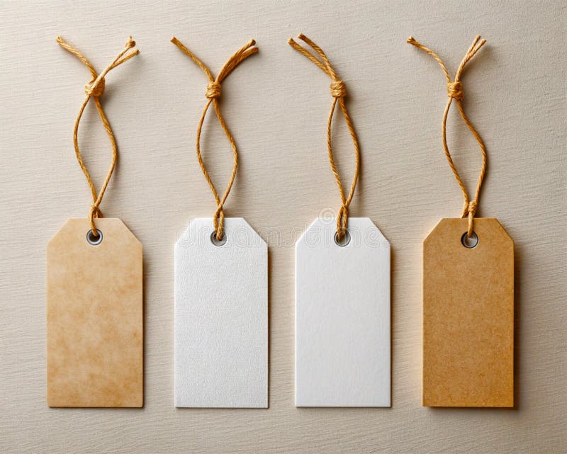 A Set of Four Blank Paper Label Tags Mockup Template Stock Illustration ...