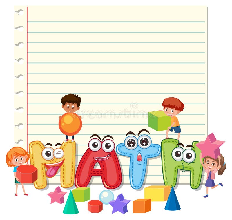 Blank Paper with Math Logo and Children Stock Vector - Illustration of ...
