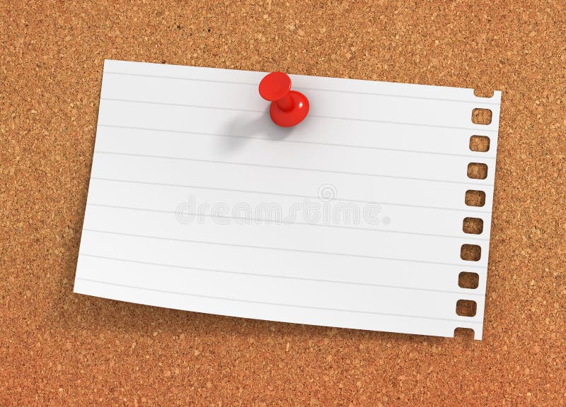 Blank Paper Note on Bulletin Board 3d Illustration Stock Illustration ...