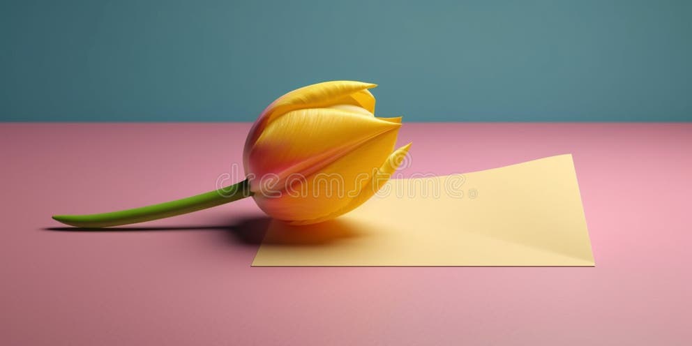 Blank Paper Note and Flower for Text Copy Space Background AI Generated ...