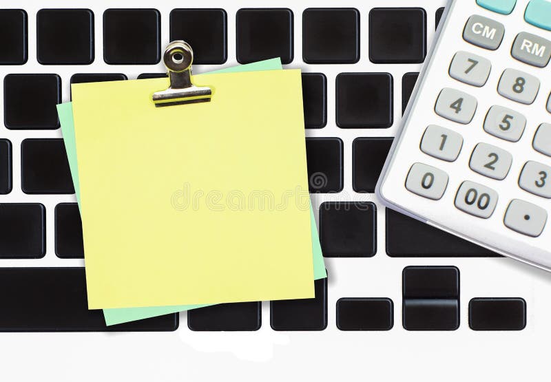 Blank Paper Note with Metal Clip on Computer Stock Image - Image of ...