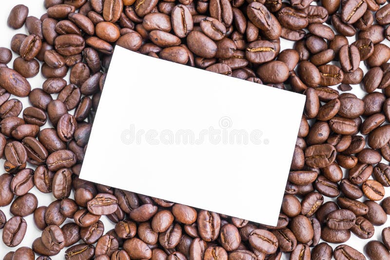 Blank Paper Note on Roasted Coffee Beans Stock Photo - Image of black ...