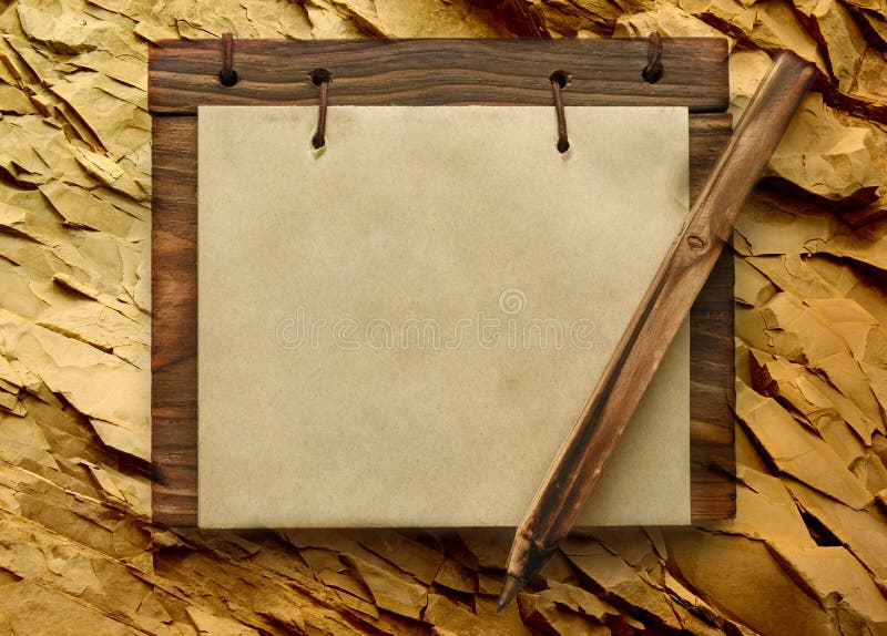 Blank Paper Notepad with Wooden Cover Stock Photo - Image of horizontal ...