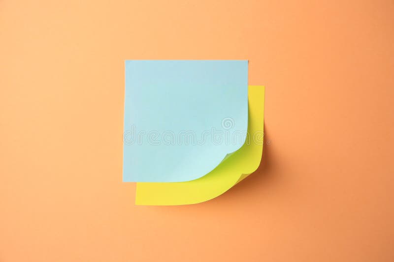 Blank Paper Notes on Pale Orange Background, Top View Stock Photo ...