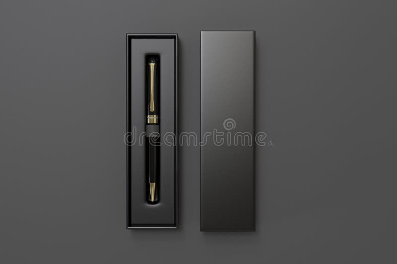 Blank Paper Packaging Pen Box with Foam Insert Tray. 3d Render ...